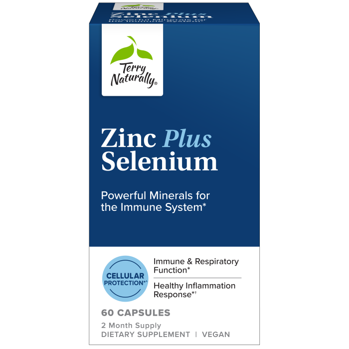 Terry Naturally Zinc Plus Selenium - Immune & Respiratory Health Suppl ...